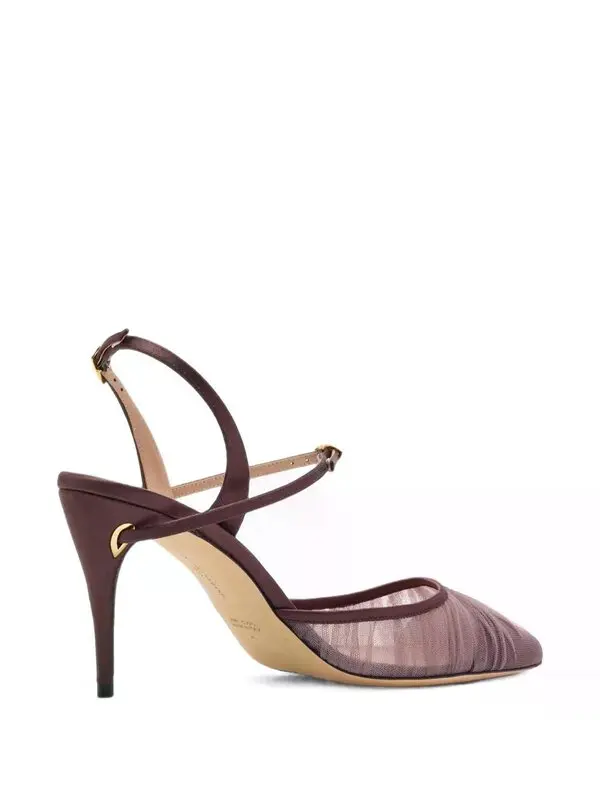Jennifer Chamandi Vittorio 85 Ruched Tulle Heeled Pumps