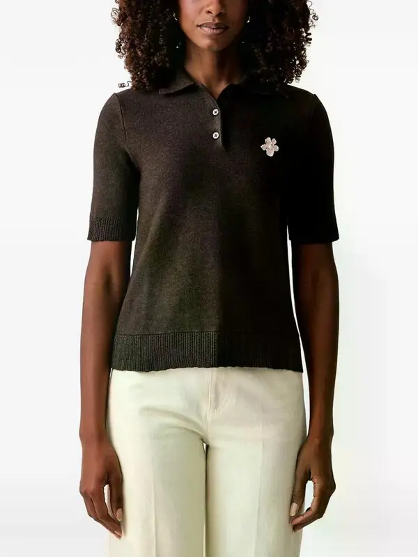 TWINSET Flower-embellished Short-sleeve Polo Shirt
