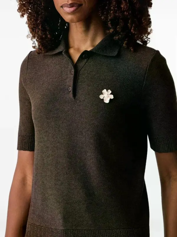 TWINSET Flower-embellished Short-sleeve Polo Shirt