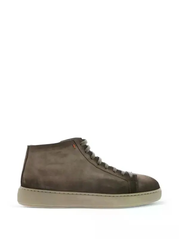 Santoni High-top Leather Sneakers - Brown