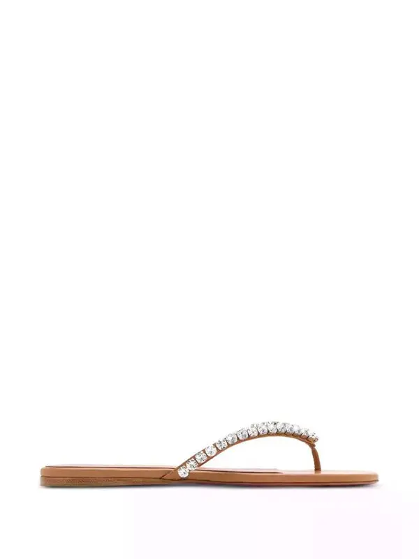 Amina Muaddi Gigi Crystal-embellished Leather Sandals - Neutrals