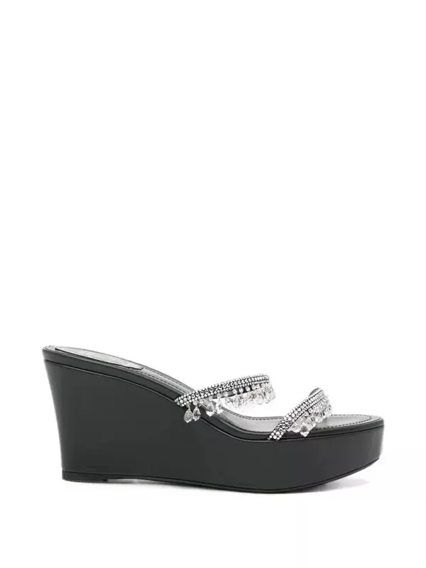 Rene Caovilla 85mm Taylor Wedge Sandals - Black