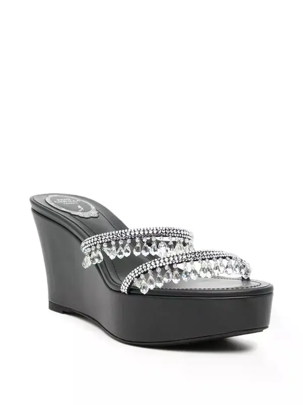 Rene Caovilla 85mm Taylor Wedge Sandals - Black