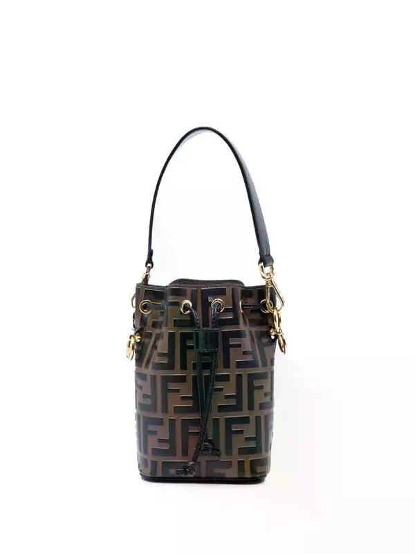 Fendi 2010-2026 Mini Ff 1974 Embossed Leather Mon Tresor Bucket Bag Satchel - Brown