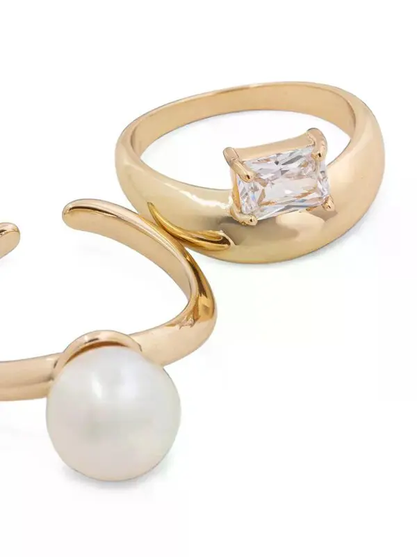 TWINSET Set Of Rings With Rhinestone And Pearl