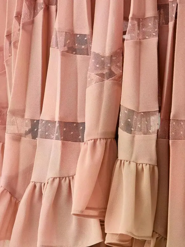 TWINSET Long Pleated Georgette Dress