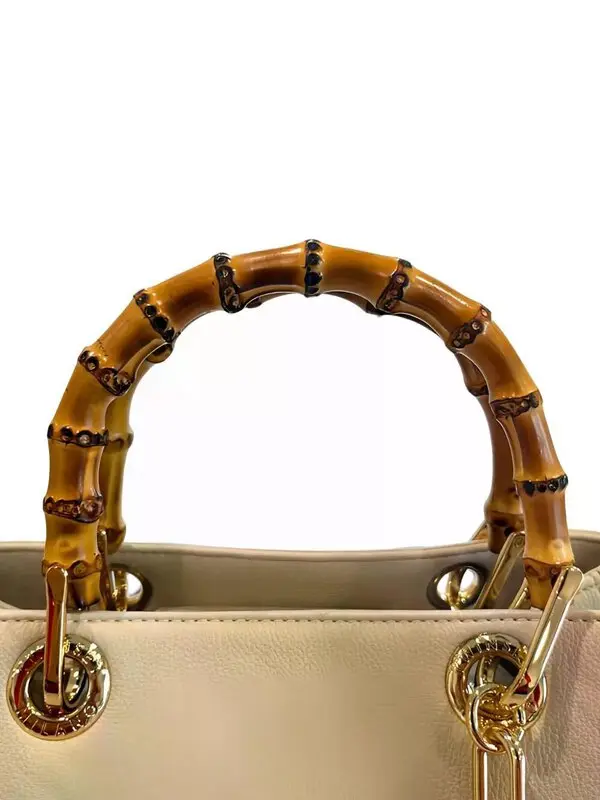 TWINSET Bamboo-handle Grained Tote Bag
