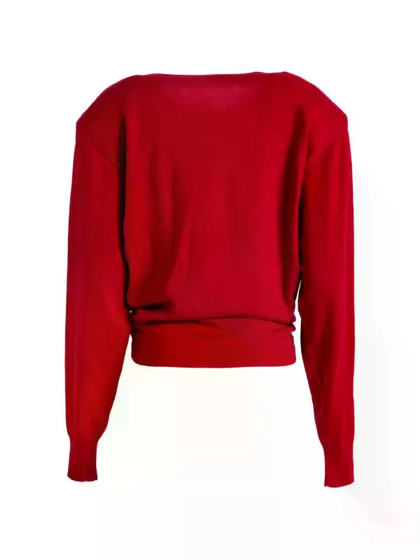 Magda Butrym Knot-detail Padded-shoulder Wool Sweater - Red