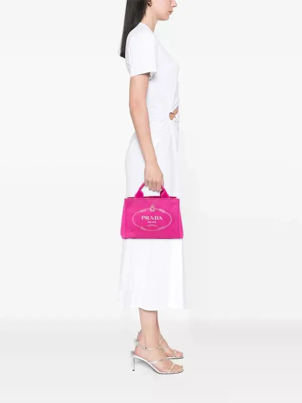 Prada 2013-2026 Small Canvas Canapa Logo Tote Satchel