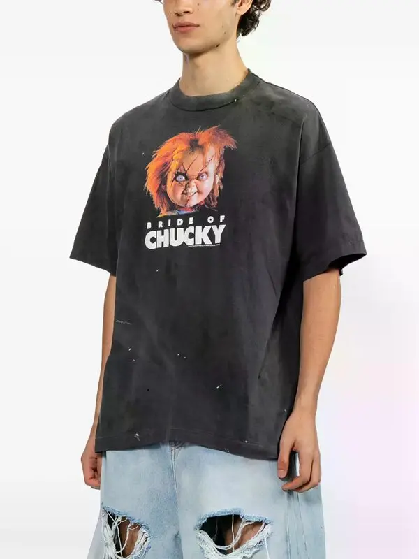SAINT MXXXXXX Distressed Graphic-print T-shirt