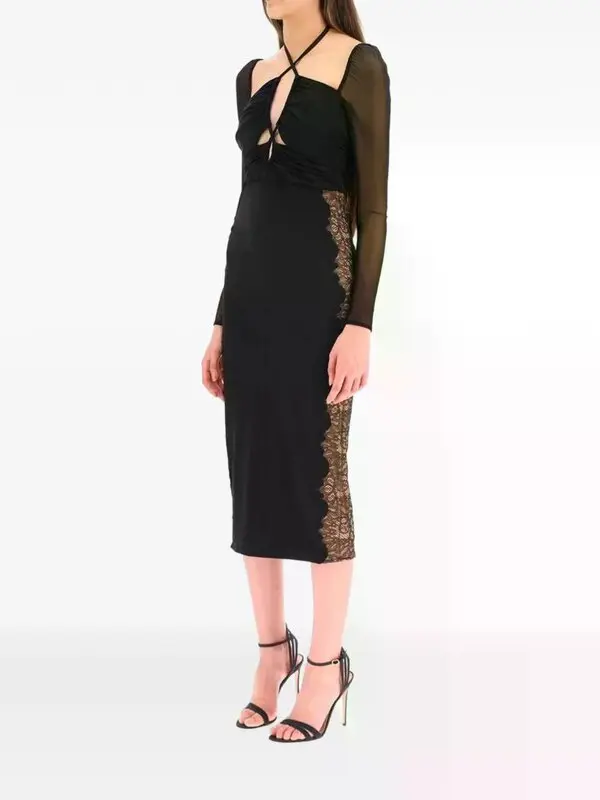 SELF-PORTRAIT Lace-panelled Cut-out Midi Dress