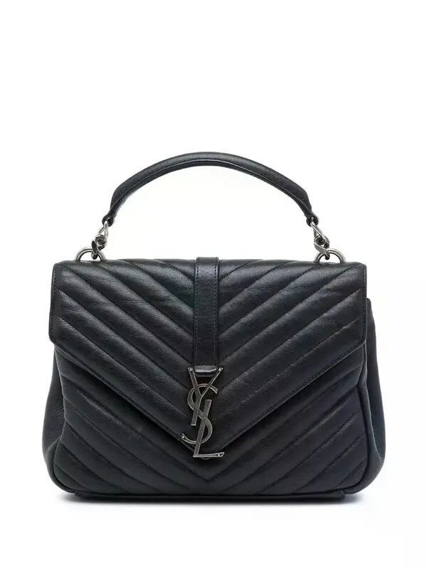 Saint Laurent 2017 Medium Chevron Sheepskin Monogram College Satchel