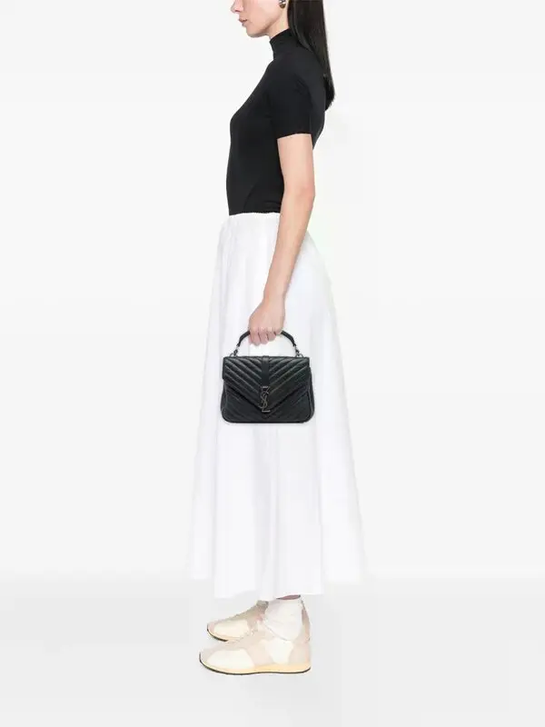 Saint Laurent 2017 Medium Chevron Sheepskin Monogram College Satchel