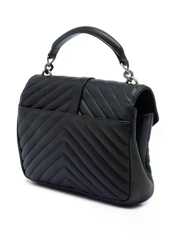 Saint Laurent 2017 Medium Chevron Sheepskin Monogram College Satchel