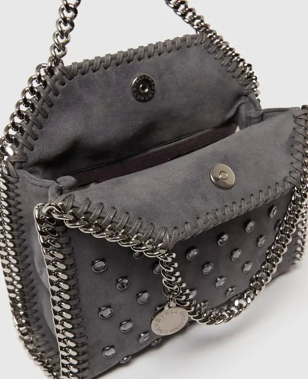 Stella McCartney Falabella Crystal Stud Tiny Tote Bag - Slate