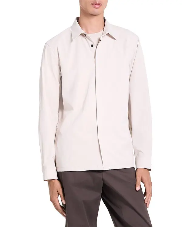 Theory Poplin Point Collar Performance Shirt - Silver Stone