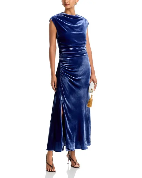 Simkhai Burke Velvet Draped Midi Dress