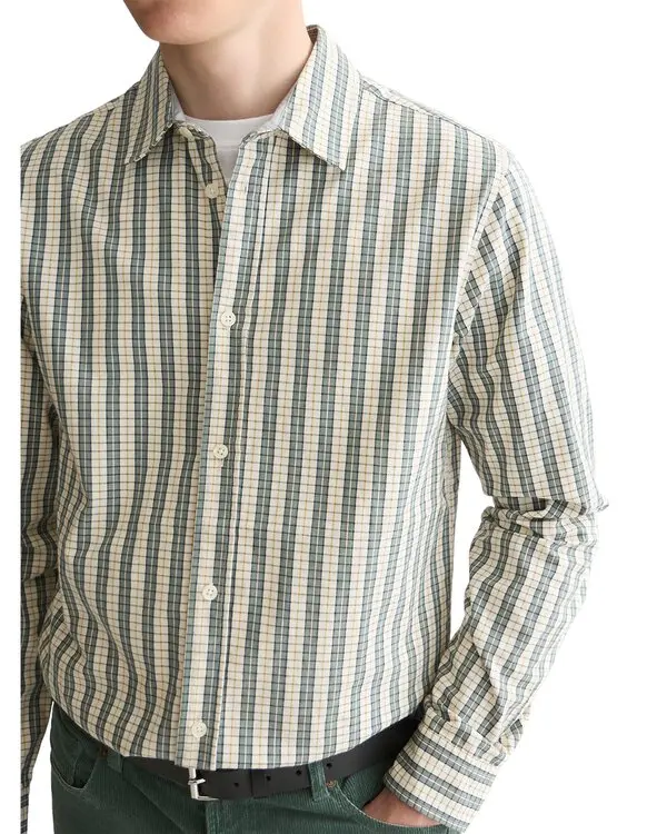 Scotch & Soda Cotton Micro Check Stripe Button Down Shirt