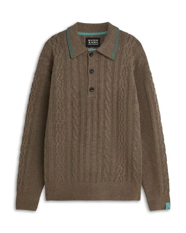 Scotch & Soda Soft Knit Cable Polo Sweater