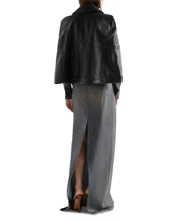 7 For All Mankind Leather Cape Jacket