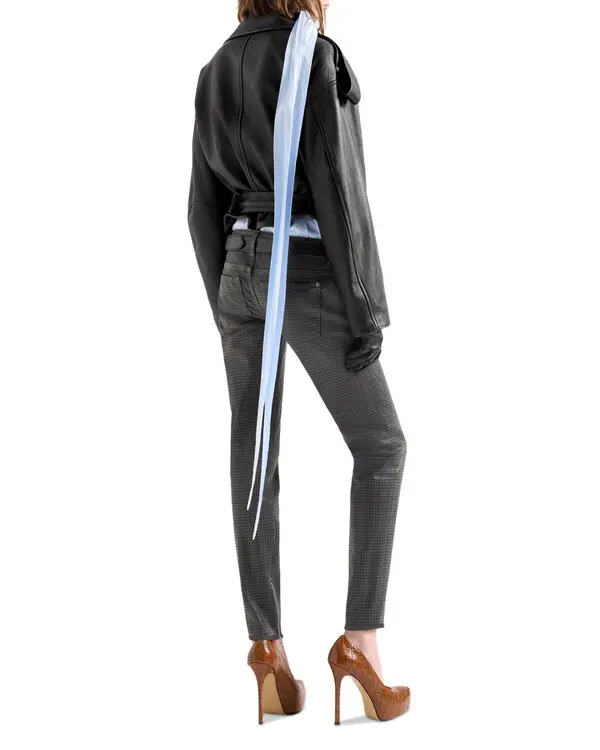 7 For All Mankind Leather High Collar Double Breasted Jacket