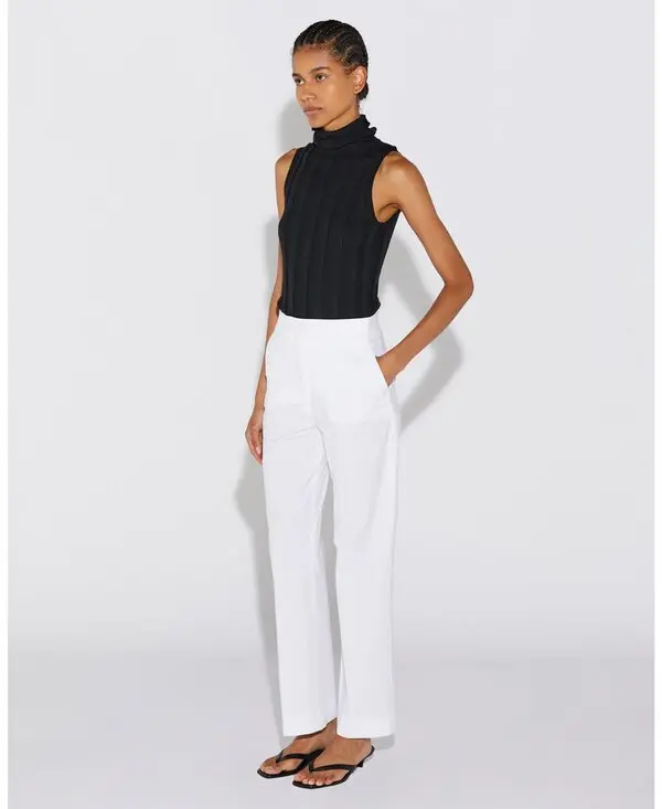 CALLAS MILANO Romy Merino Wool Ribbed Sleeveless Turtleneck - Black