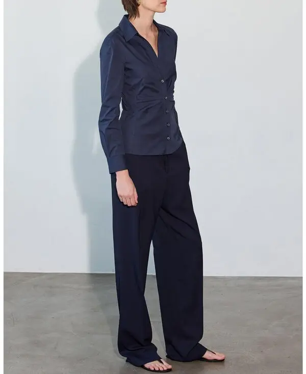CALLAS MILANO Savil Stretch Poplin Shirt - Navy