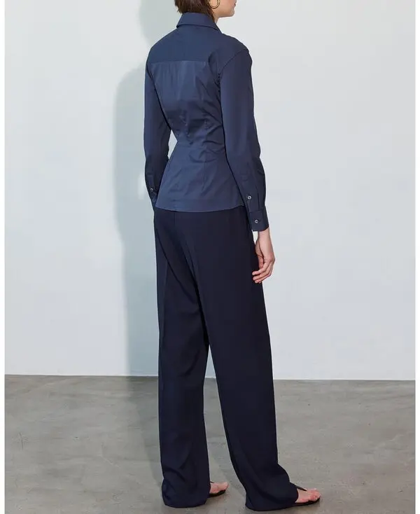 CALLAS MILANO Savil Stretch Poplin Shirt - Navy