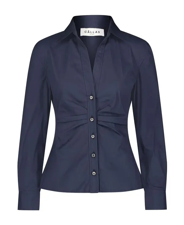 CALLAS MILANO Savil Stretch Poplin Shirt - Navy