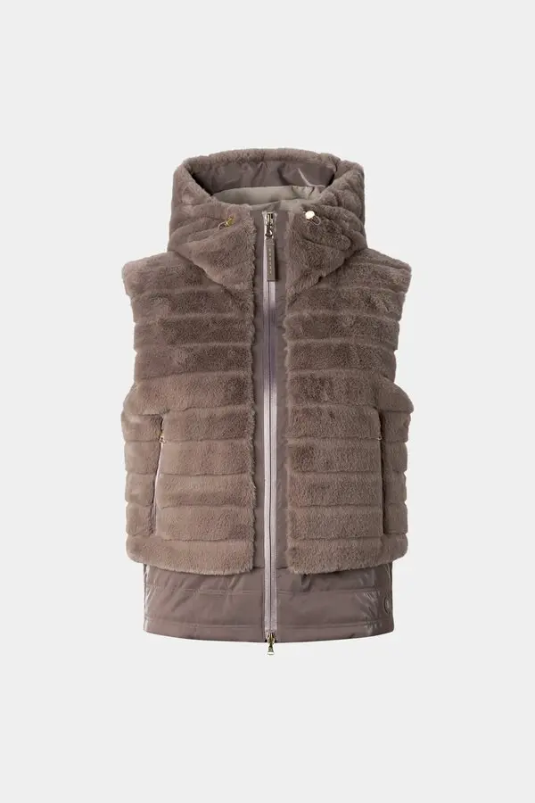 Bogner Manda Faux Fur Down Vest - Hazel