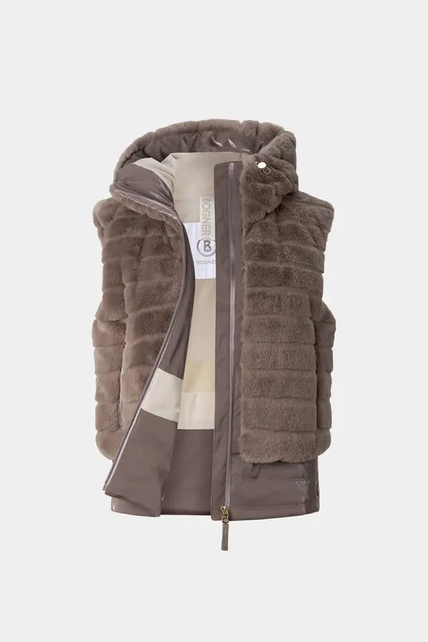 Bogner Manda Faux Fur Down Vest - Hazel