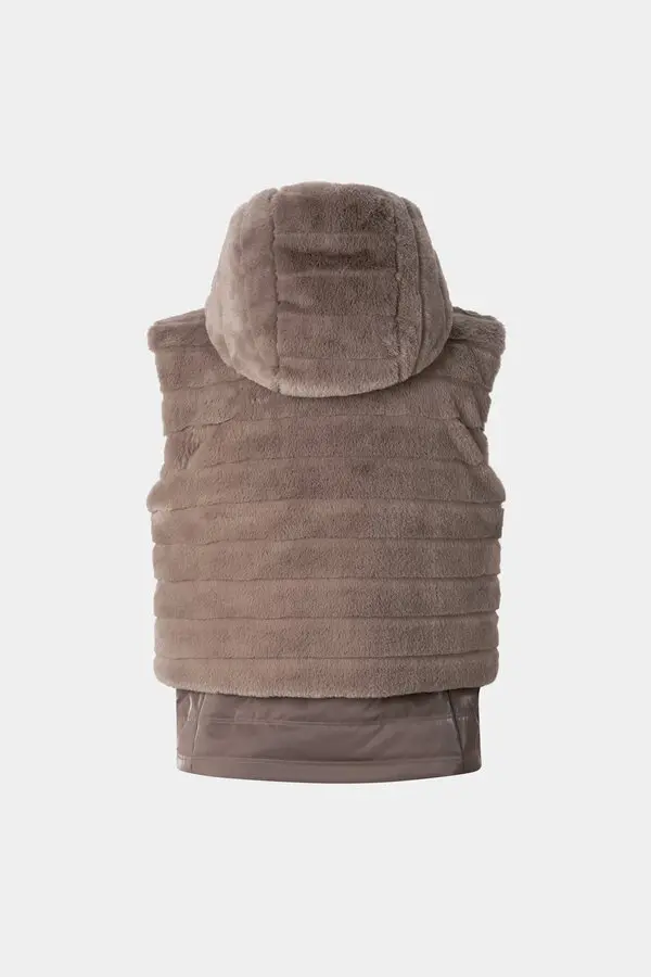 Bogner Manda Faux Fur Down Vest - Hazel