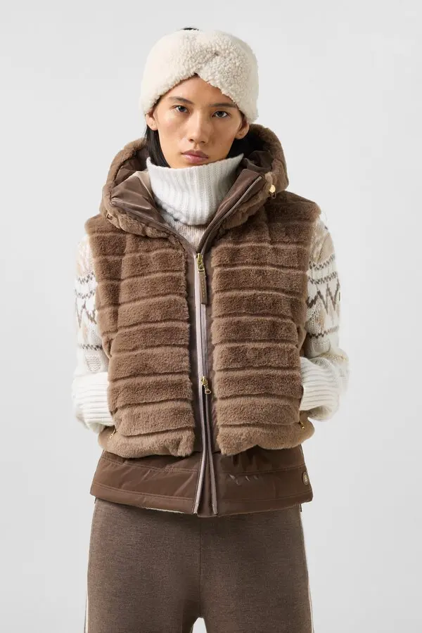 Bogner Manda Faux Fur Down Vest - Hazel