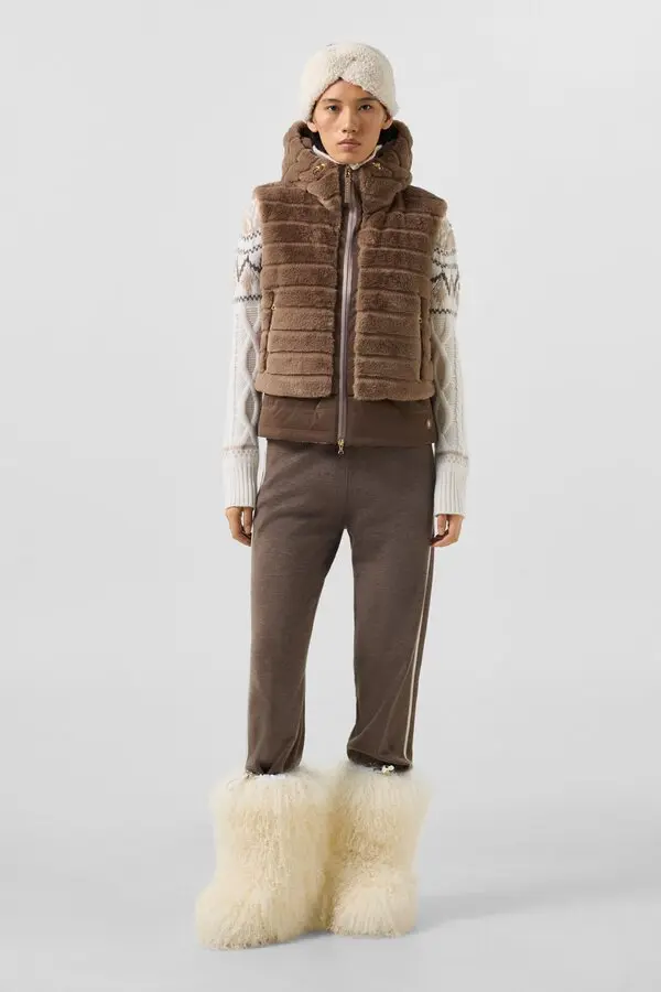 Bogner Manda Faux Fur Down Vest - Hazel