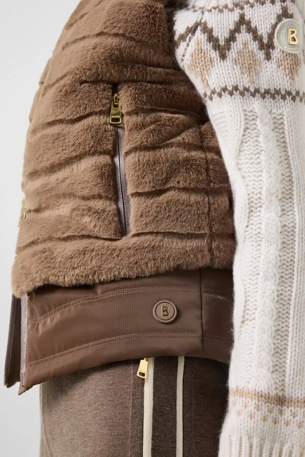 Bogner Manda Faux Fur Down Vest - Hazel