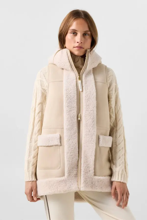 Bogner Lona Lambskin Vest - Camel/cream