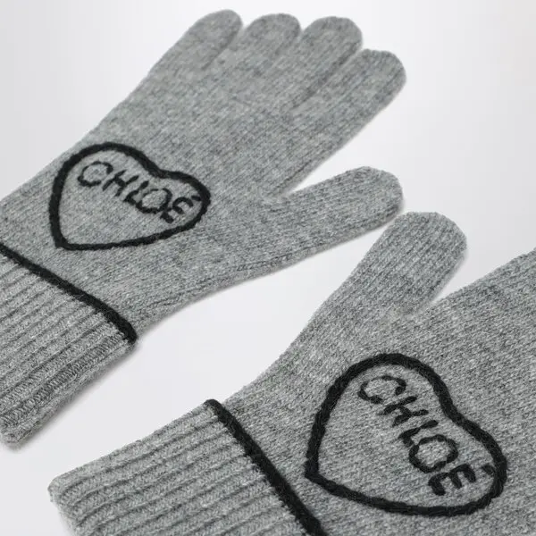 Chloé Encoeur Gloves In Wool And Cashmere