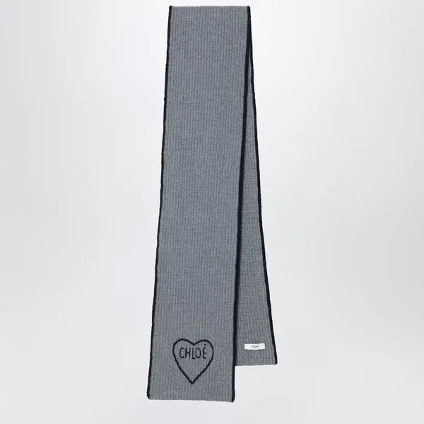Chloé Encoeur Wool And Cashmere Scarf - Grey
