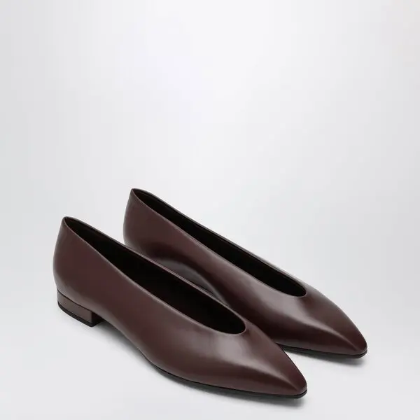 Loro Piana Brown ‘rebecca' Leather Ballet Flats
