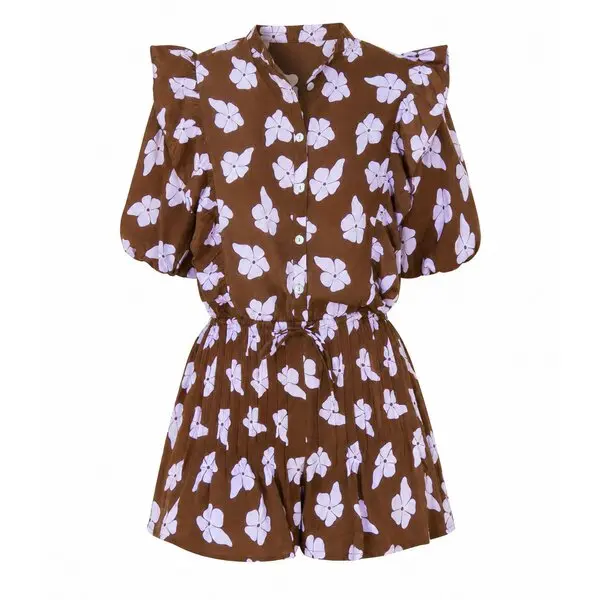 PALM COLLECTIVE Bloomfield Playsuit - Brown/pink