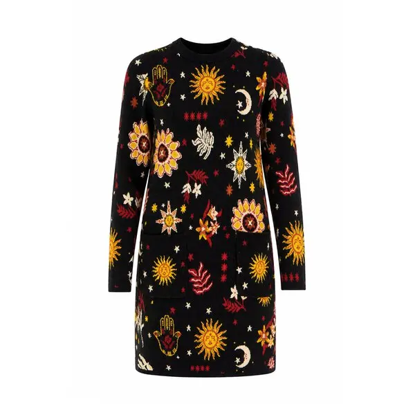 YUMI Cosmic Intarsia Knitted Tunic Dress