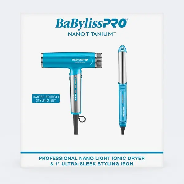 BABYLISSPRO Nano Titanium Styling Set: Nano Light Hair Dryer & Ultra-sleek Flat Iron