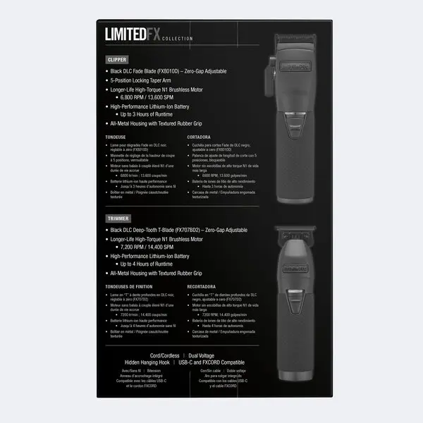 BABYLISSPRO Blackfx+ All-metal Clipper & Trimmer Prepack