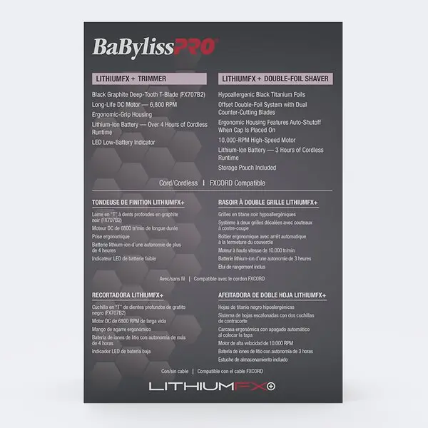 BABYLISSPRO Pink Lithiumfx+ Combo Set: Trimmer & Double-foil Shaver
