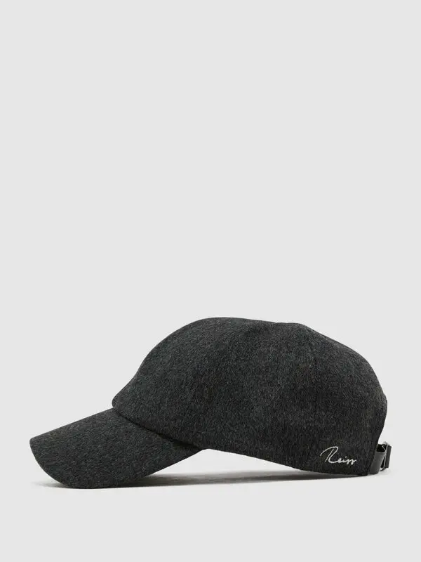 REISS Collin Wool-blend Flannel Baseball Cap - Charcoal Grey