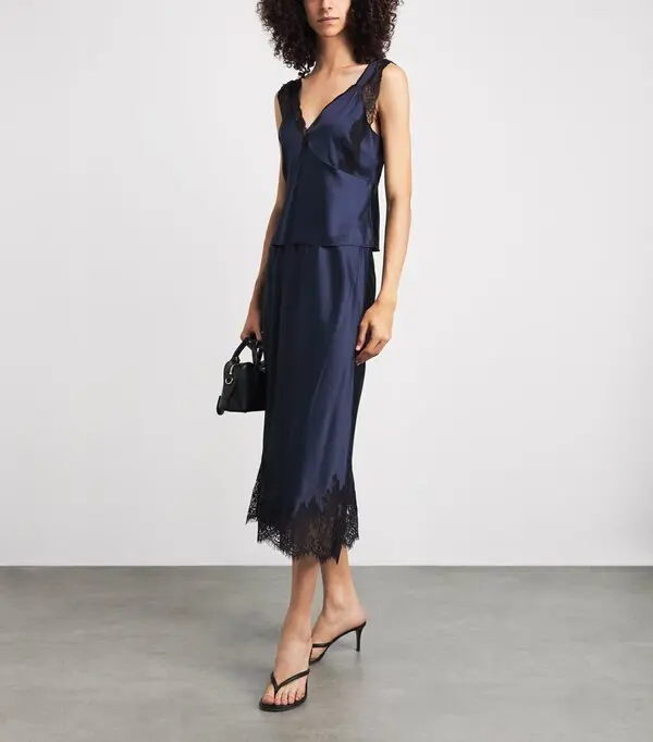 Paige Satin Kelso Midi Skirt