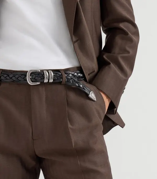 Brunello Cucinelli Leather Woven Belt