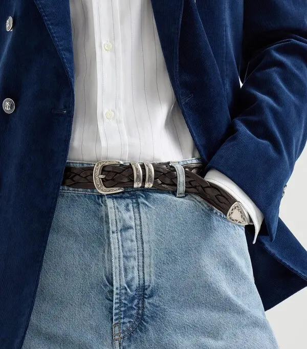 Brunello Cucinelli Leather Woven Belt
