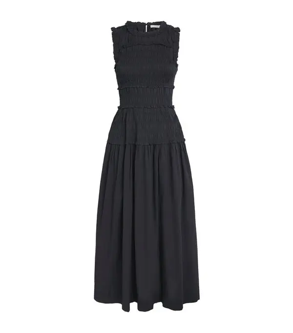 DÔEN Organic Cotton Shirred Mallory Midi Dress