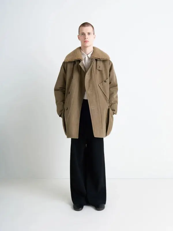 LEMAIRE Sisal Shearling Winter Parka In Water-repellent Canvas - Brown